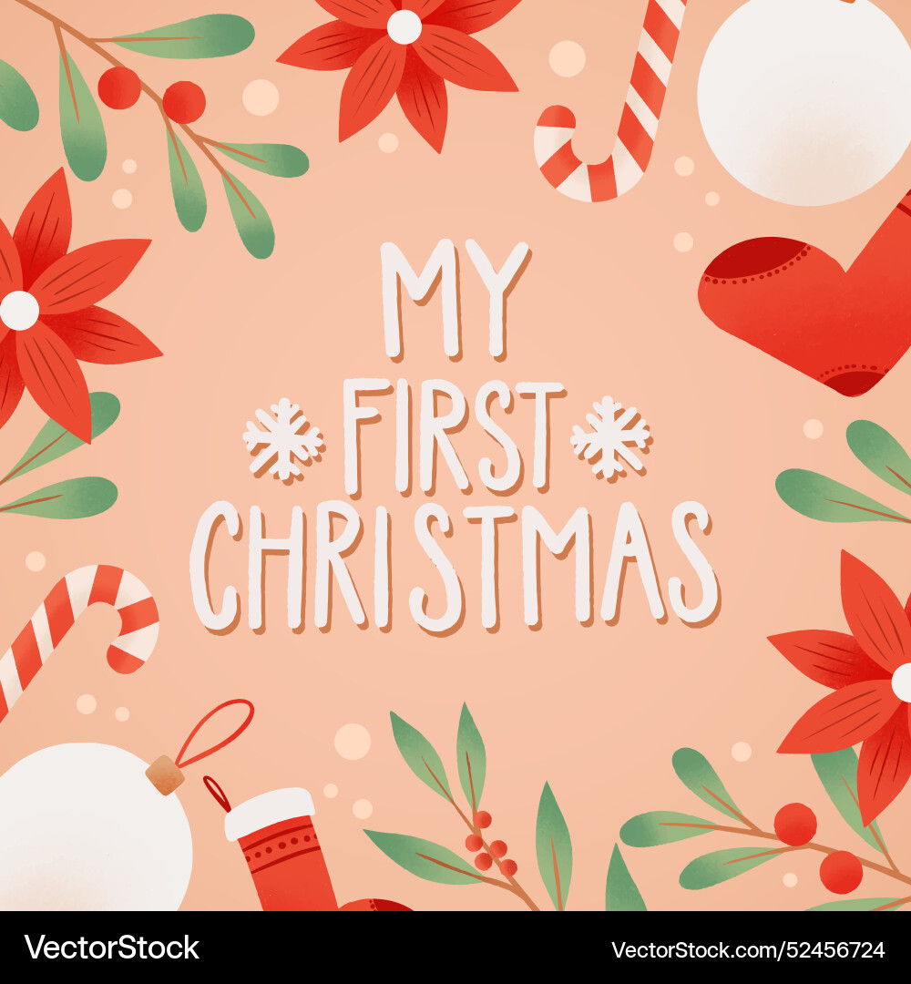 Hand drawn my first christmas lettering Royalty Free Vector