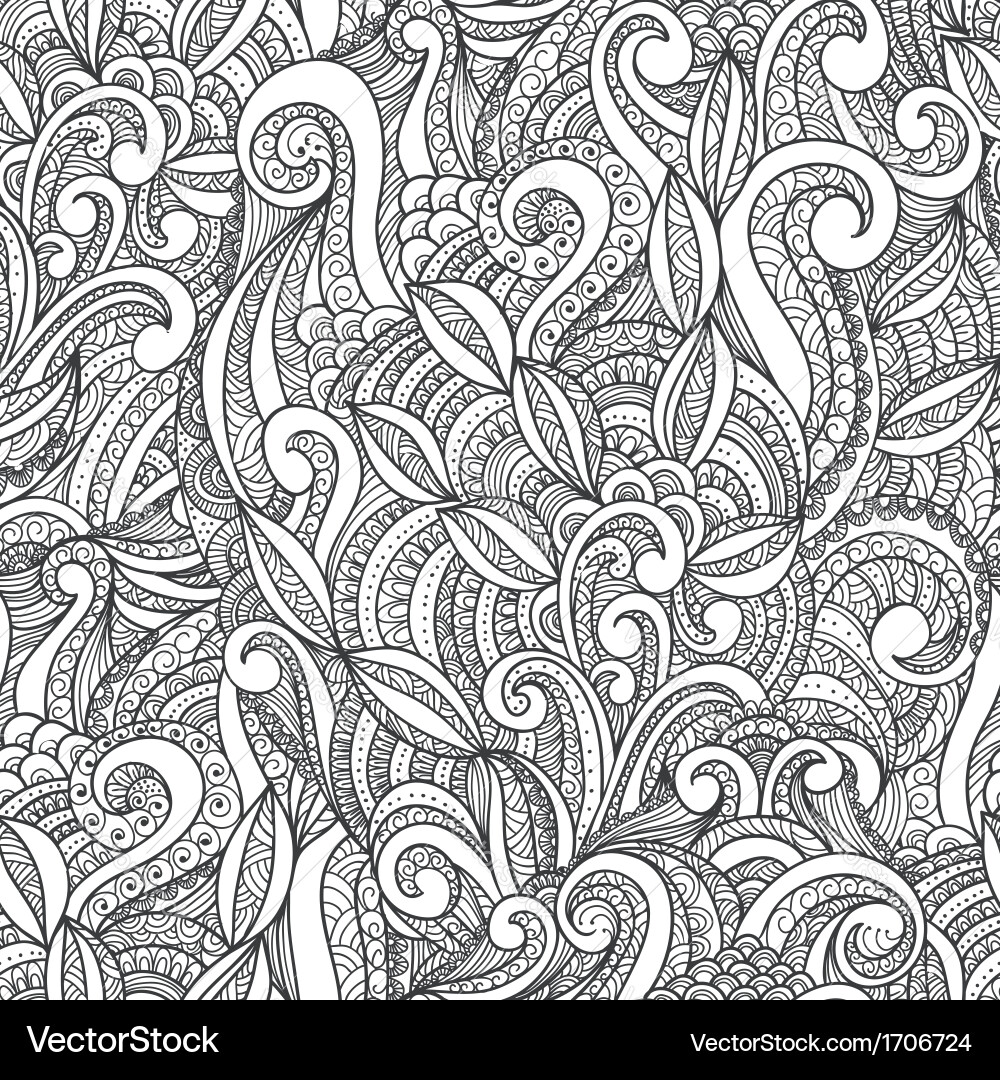 Intricate Black and White Floral Pattern Vector Image