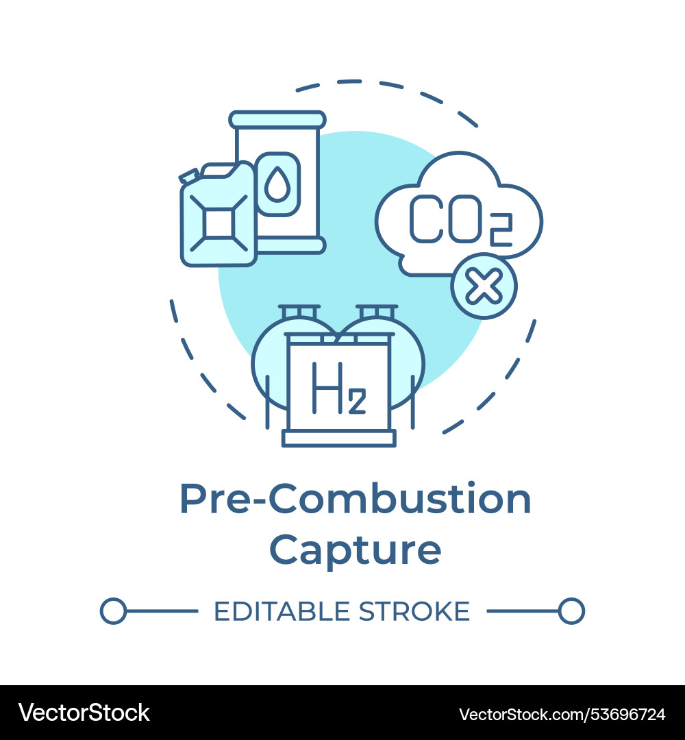 Pre-combustion capture soft blue concept icon Vector Image