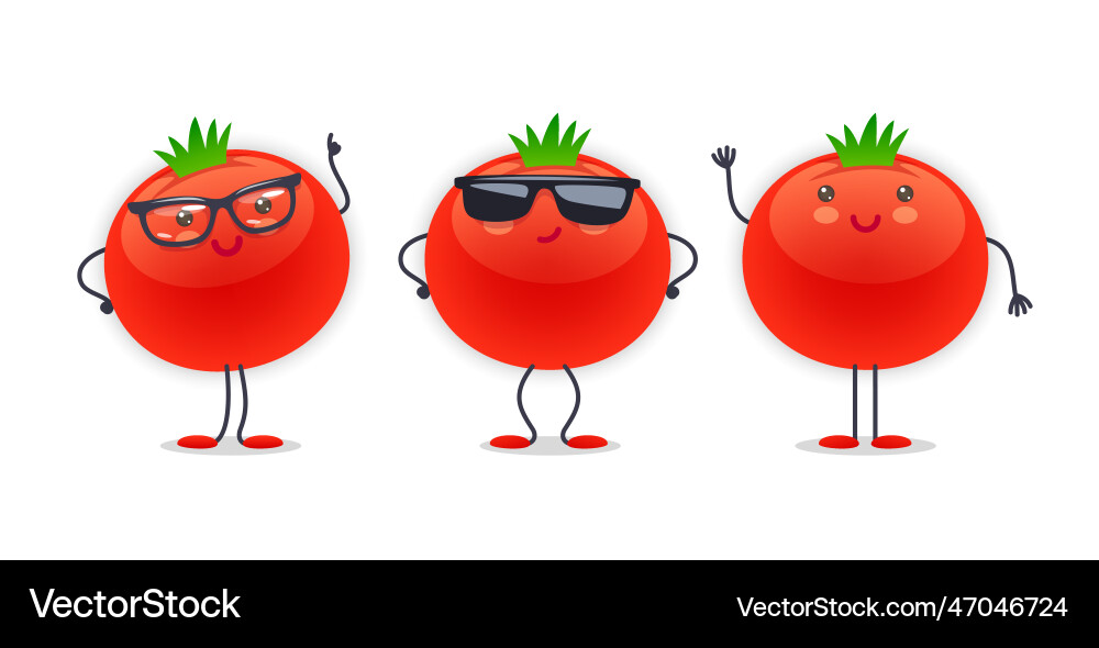 Tomato character with various face expressions Vector Image