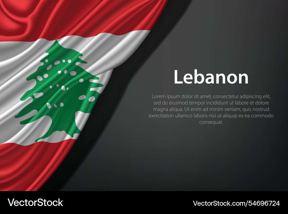 Waving lebanon flag on dark background Royalty Free Vector