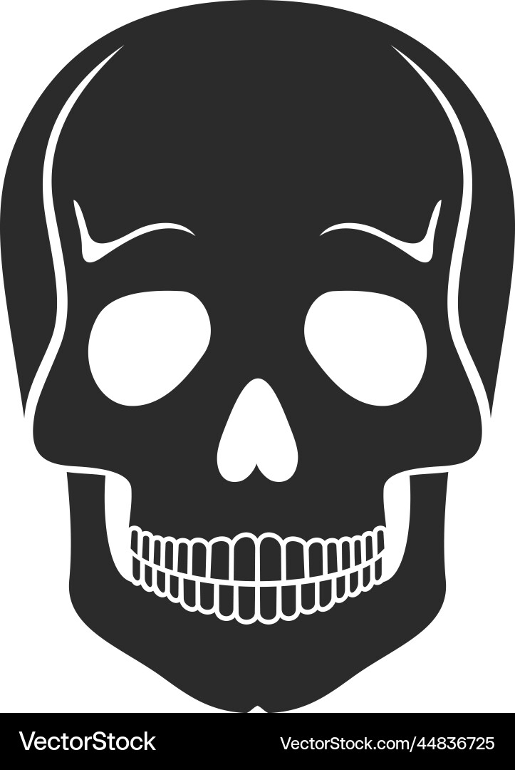 Black skull silhouette death icon horror symbol Vector Image