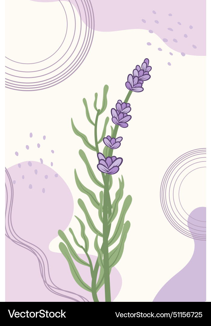 Botanical wall art with lavender sprig Royalty Free Vector