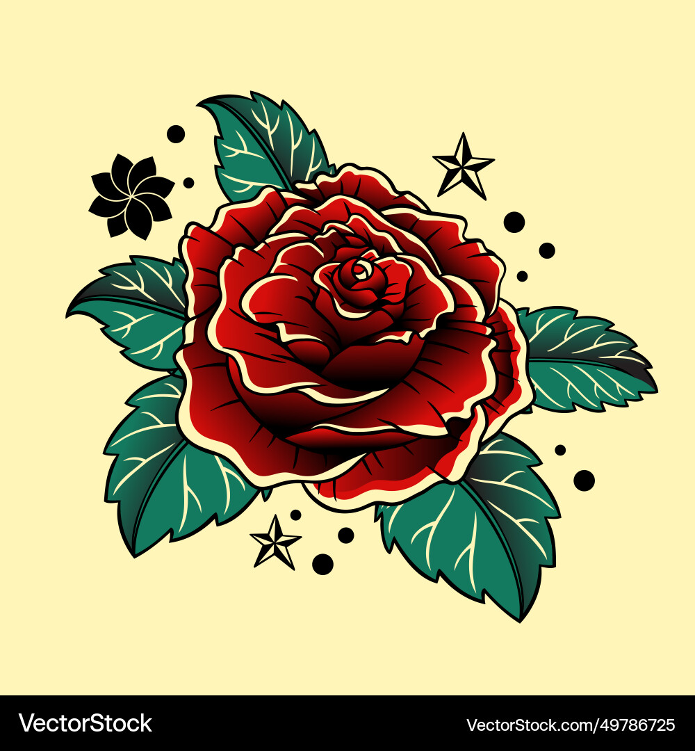 Classic Rose Traditional Tattoo Royalty Free Vector Image