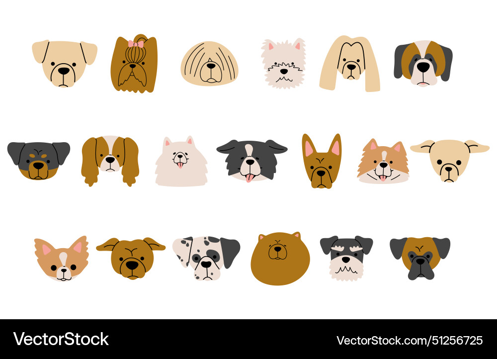 Dog heads collection 2 Royalty Free Vector Image