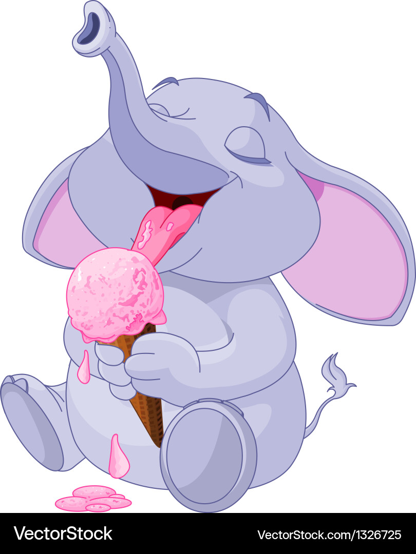 Elephant eating ice cream Royalty Free Vector Image