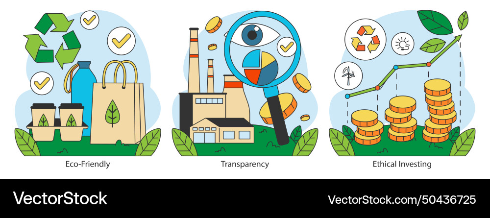 Ethical consumption trioflat Royalty Free Vector Image