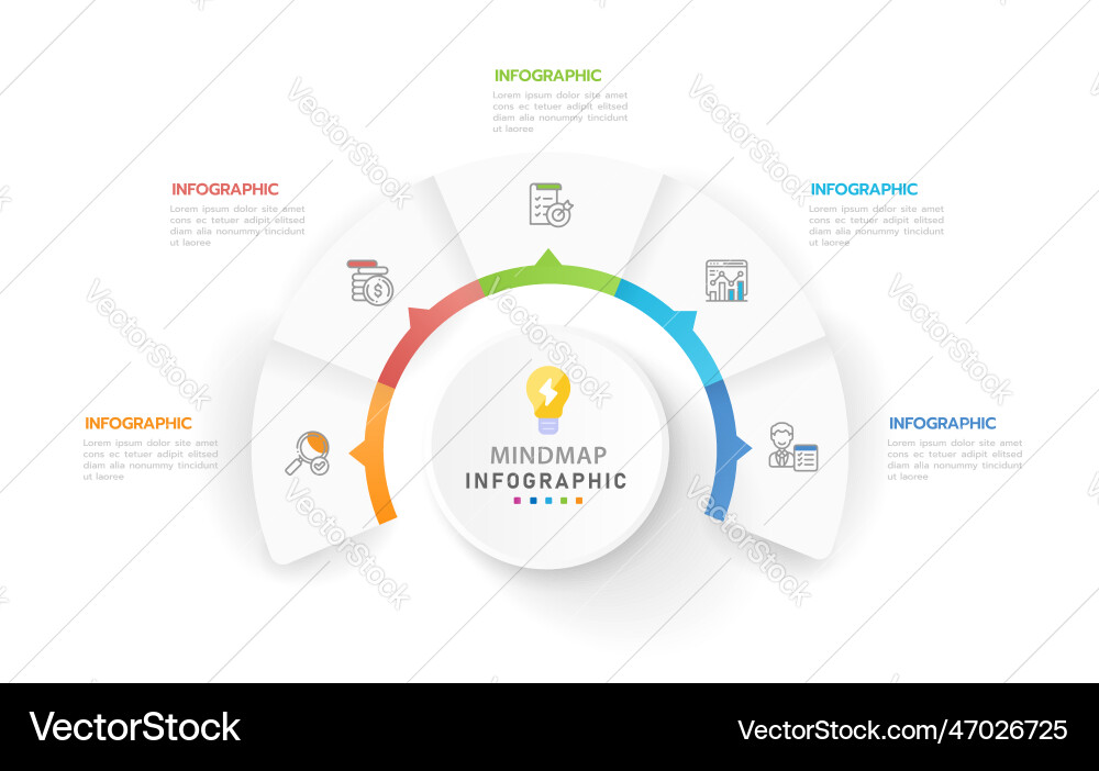 Infographic 5 steps mindmap diagram with topics Vector Image
