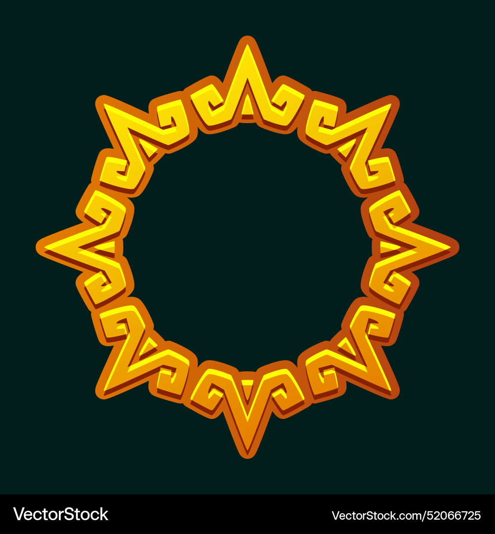 Maya golden frame aztec solar disk sun symbol Vector Image