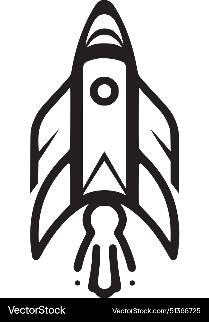 Rocket - black and white Royalty Free Vector Image