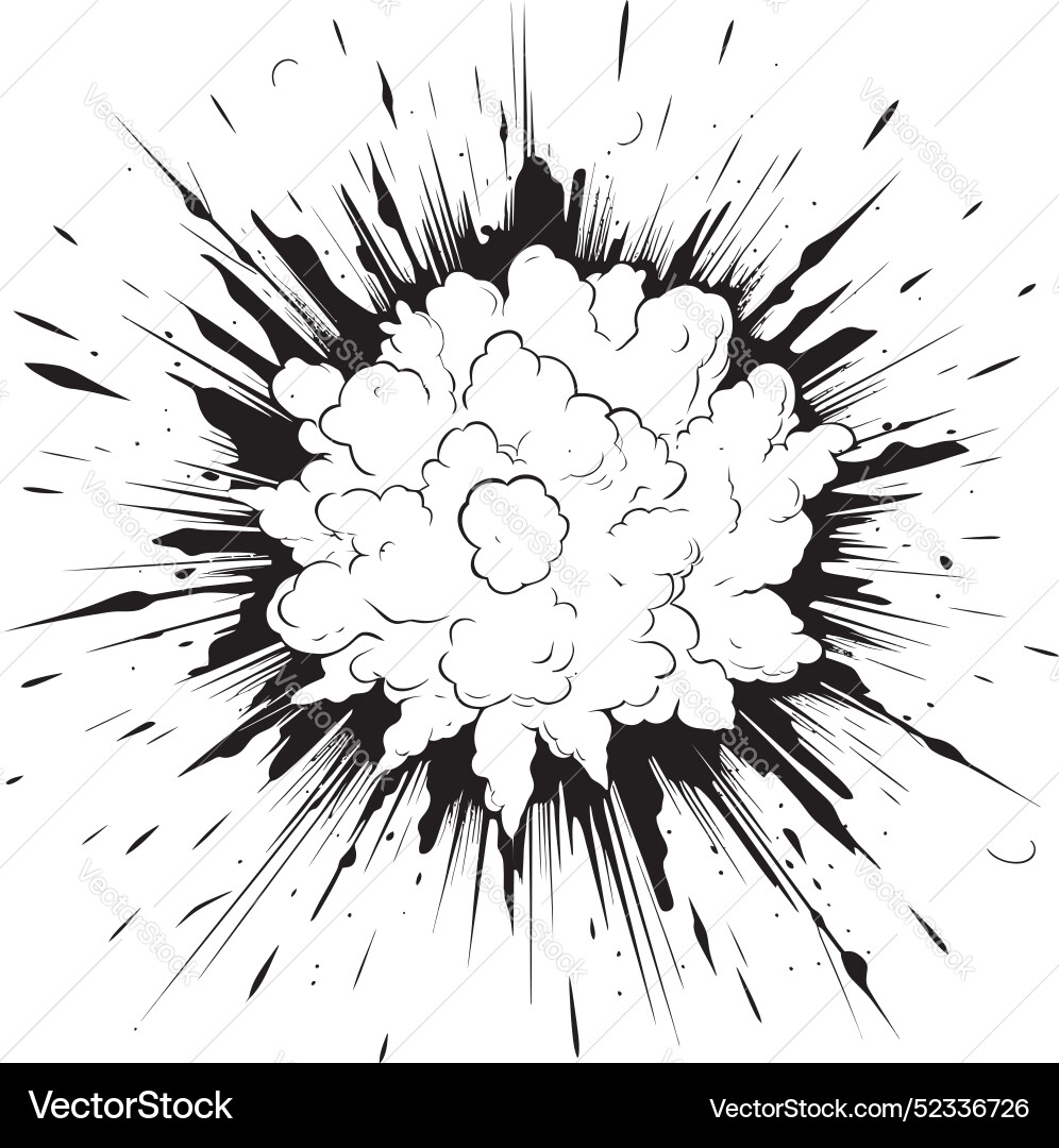 Dynamic detonation cartoon black blast Royalty Free Vector