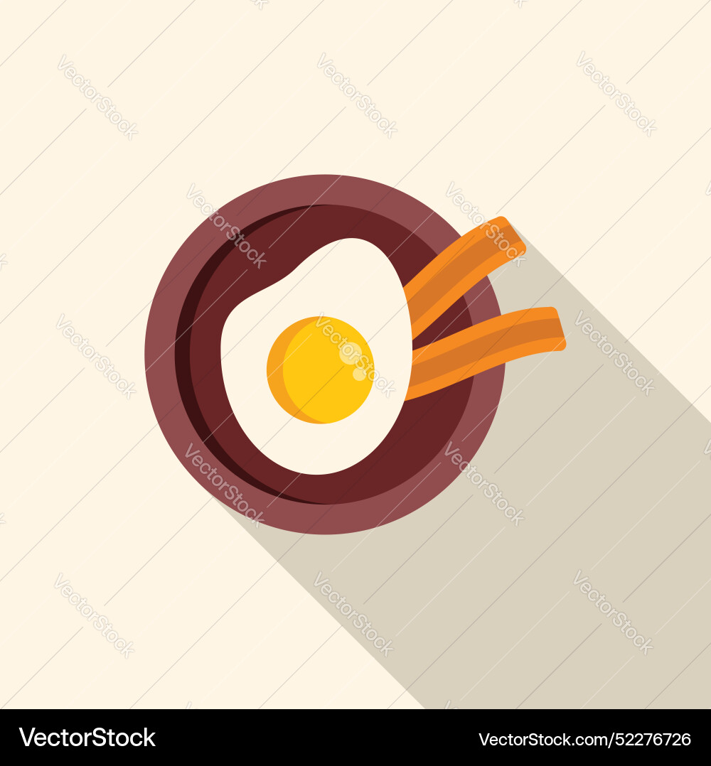 Fried egg and bacon breakfast plate icon Vector Image