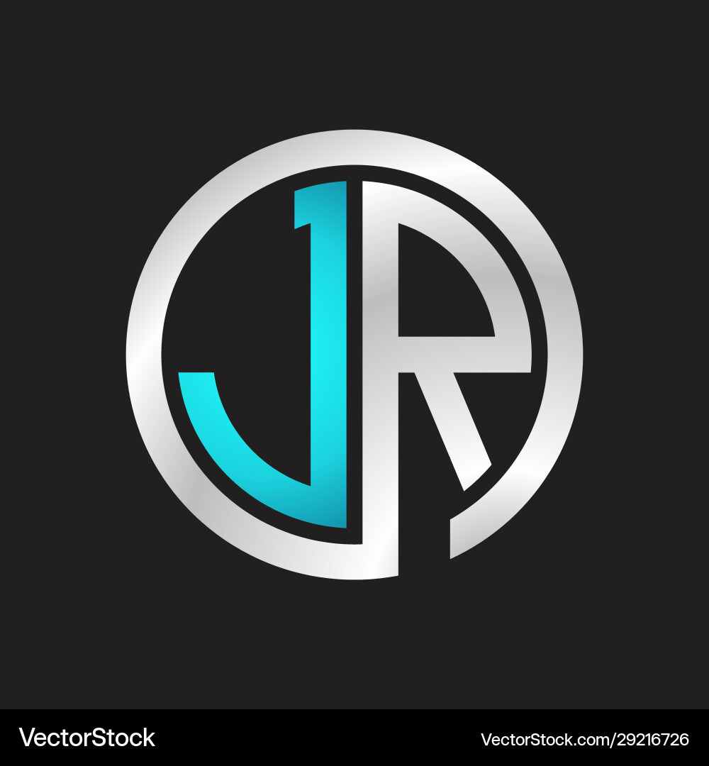 Jr initial logo linked circle monogram Royalty Free Vector