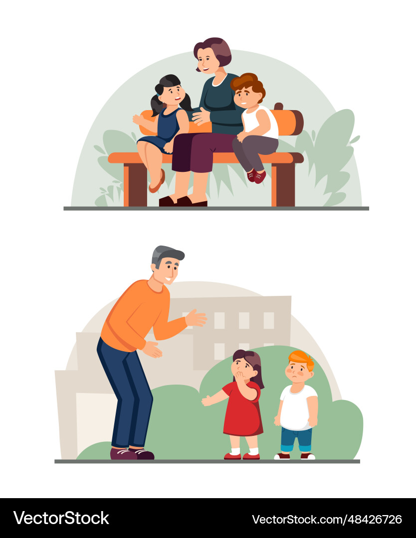 Parents talking situations kids education concept Vector Image