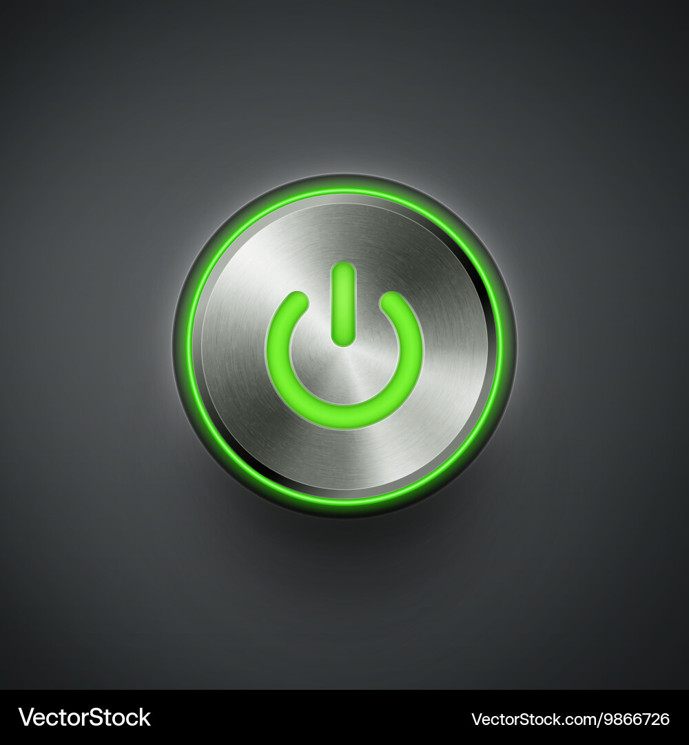 Power Button with Glowing Light Royalty Free Vector Image