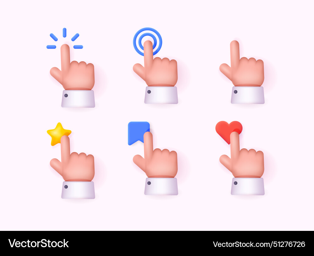 Touch or click icon set hand pointing design Vector Image