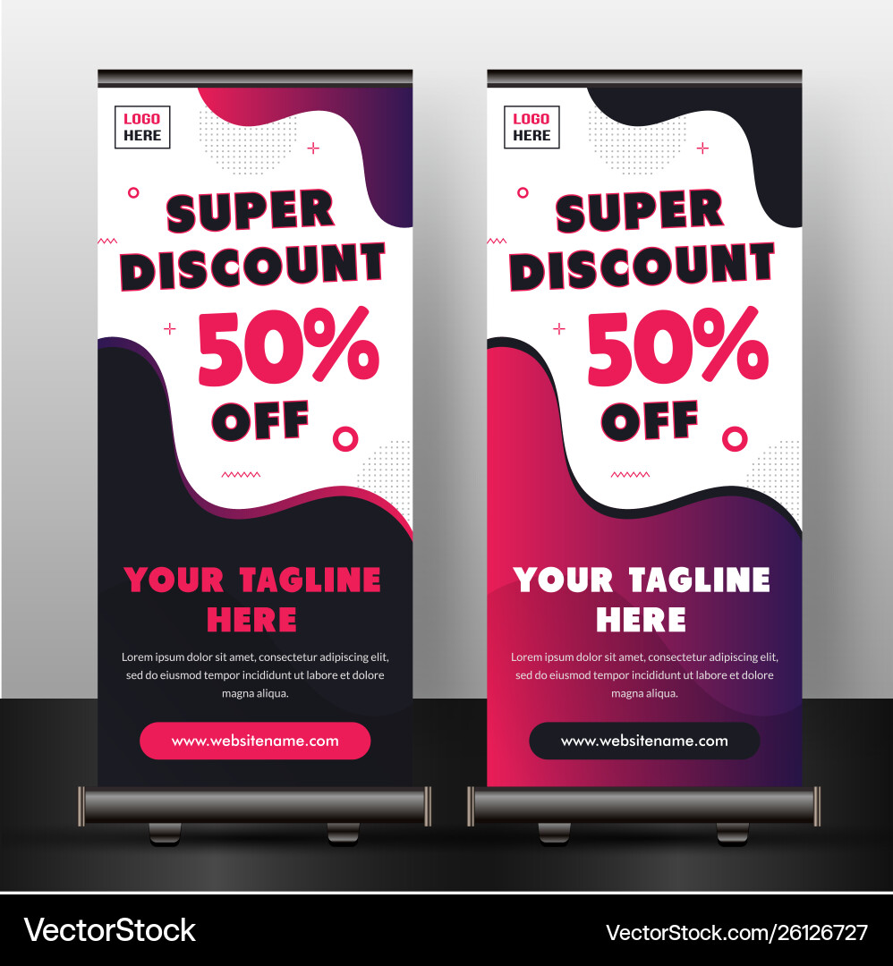 Discount roll up banner template Royalty Free Vector Image