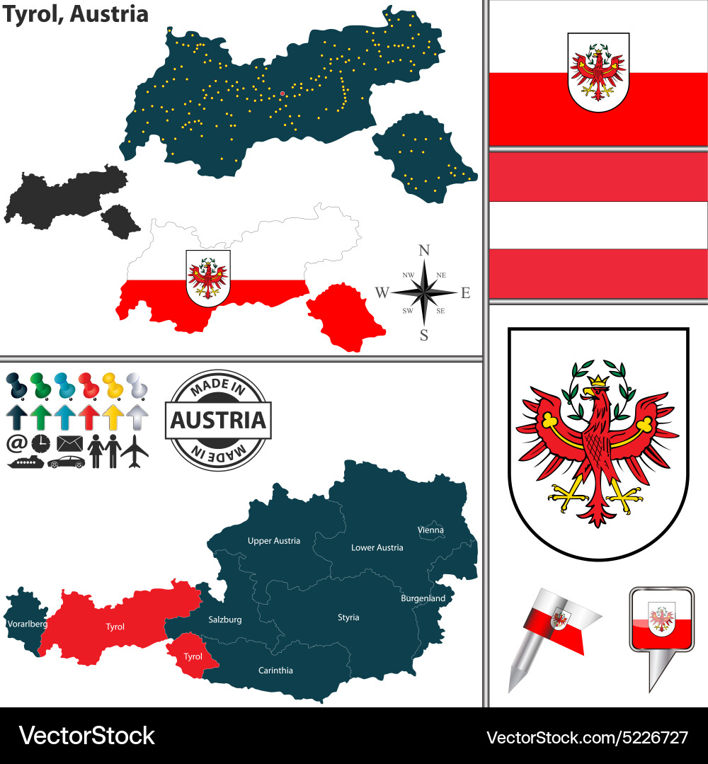 Map of Tyrol, Austria Royalty Free Vector Image