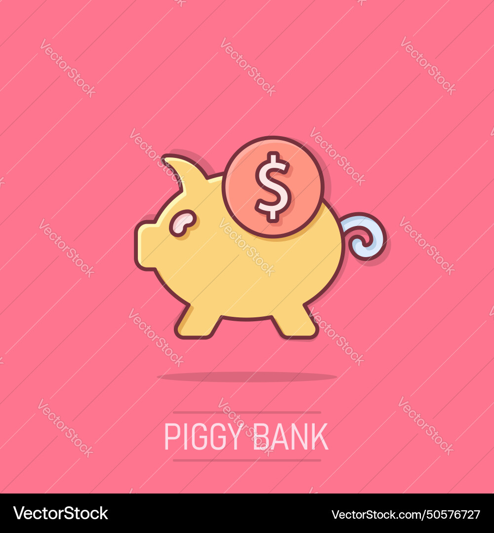 Money box icon in comic style pig container Vector Image