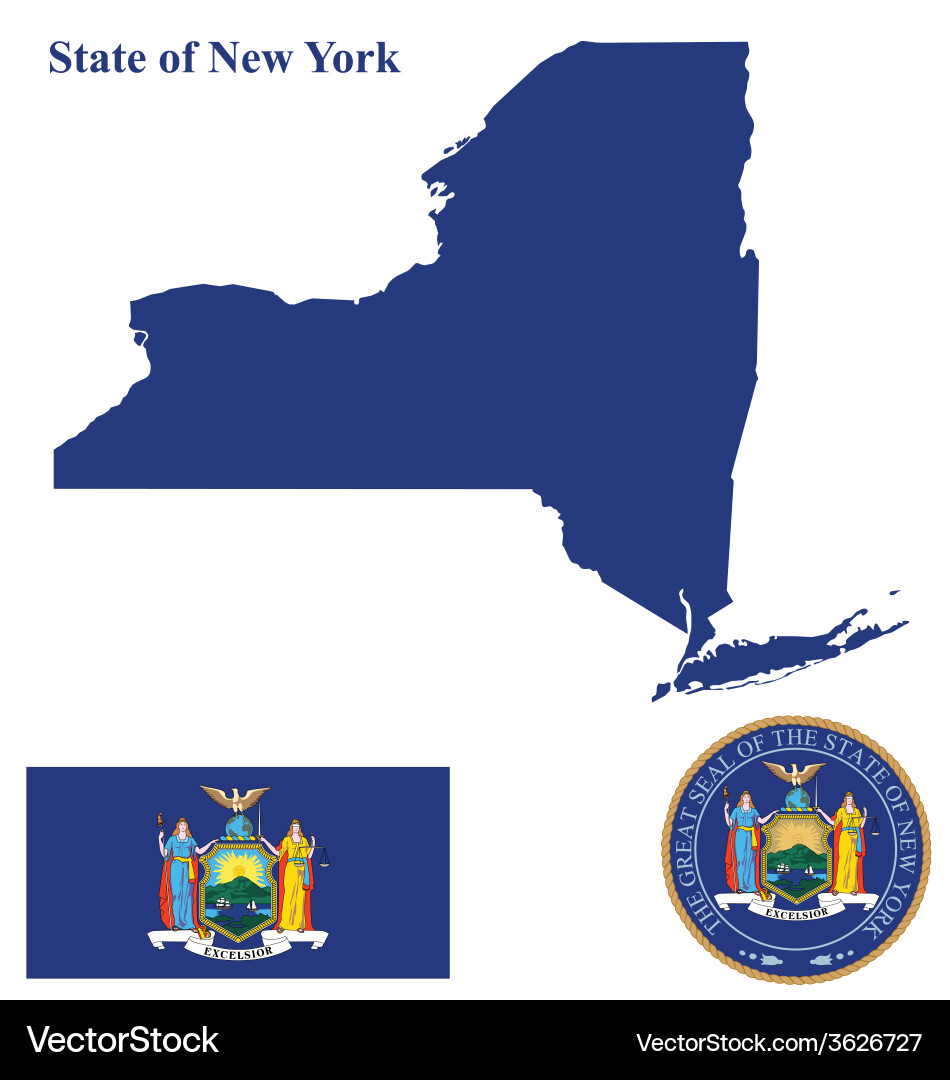 New York State Flag with Seal Royalty Free Vector Image