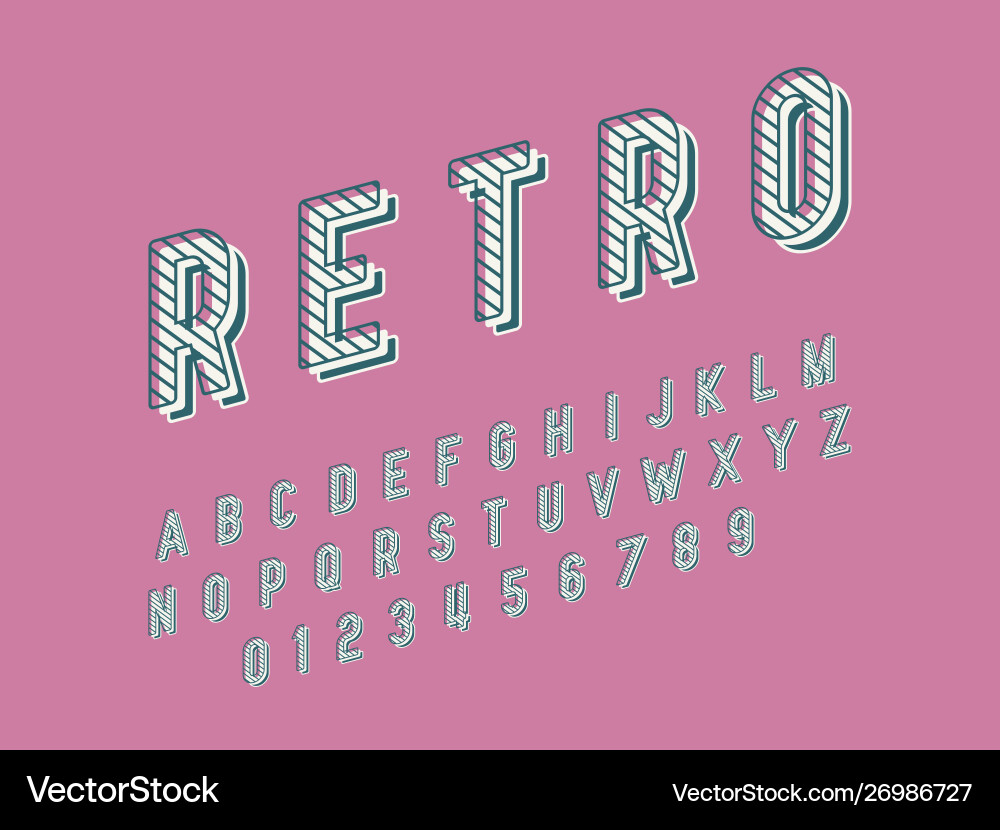 Retro font and alphabet stock Royalty Free Vector Image