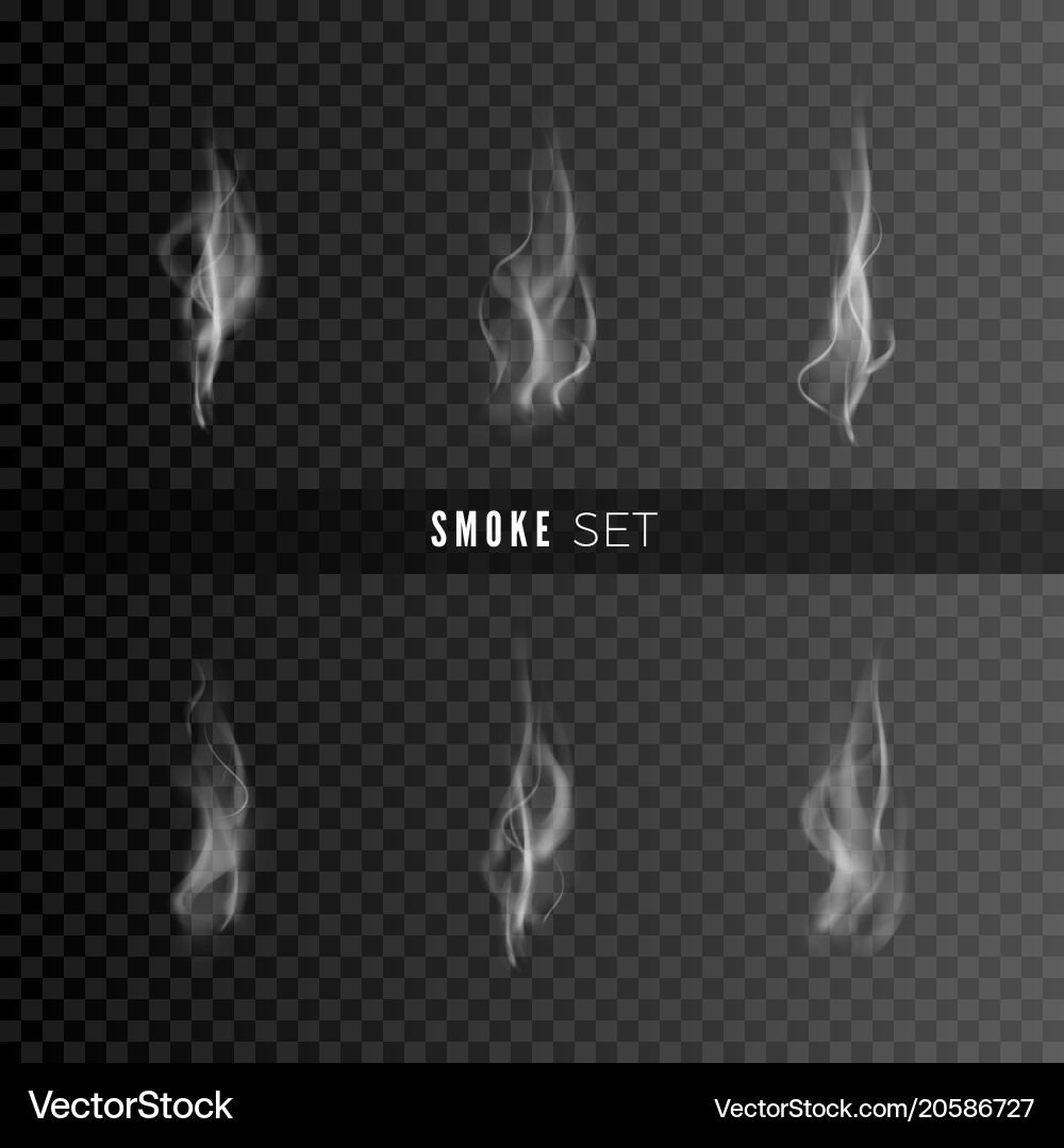 Smoke set isolated on dark background template Vector Image