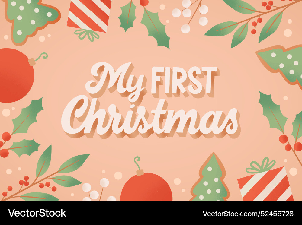 Hand drawn my first christmas lettering Royalty Free Vector