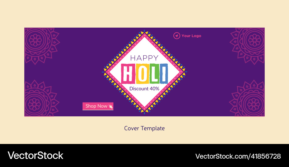 Happy holi cover page design Royalty Free Vector Image