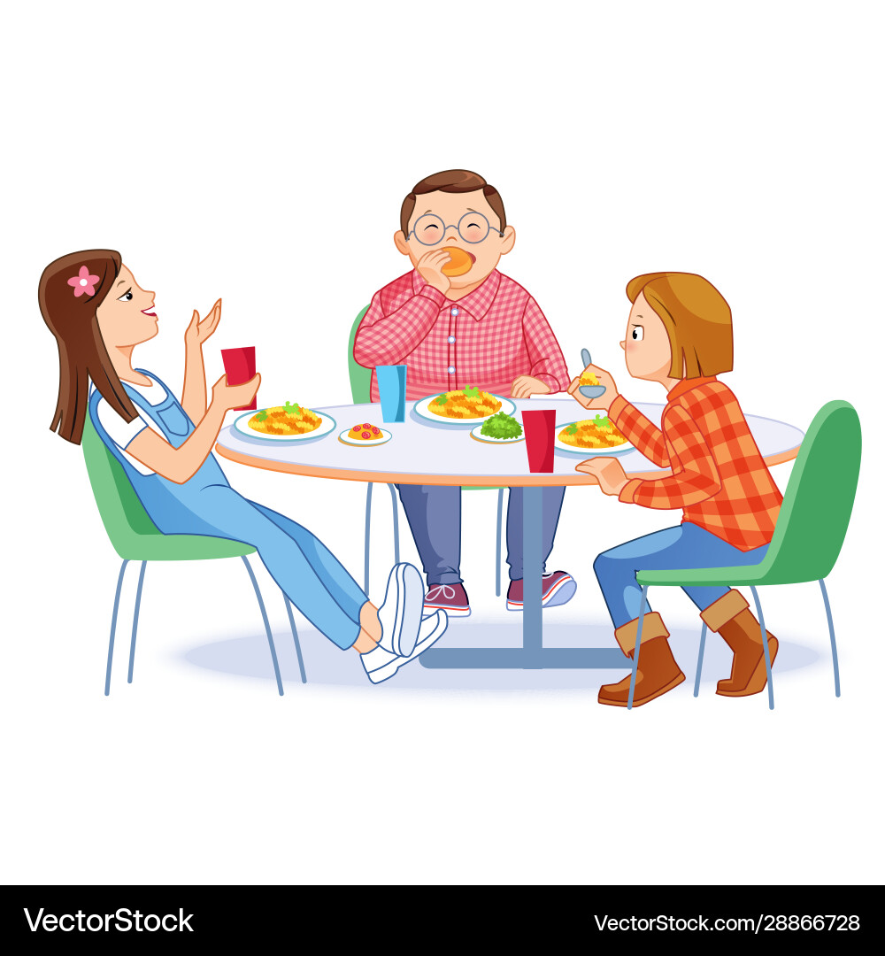 Happy kids having breakfast themselves two Vector Image