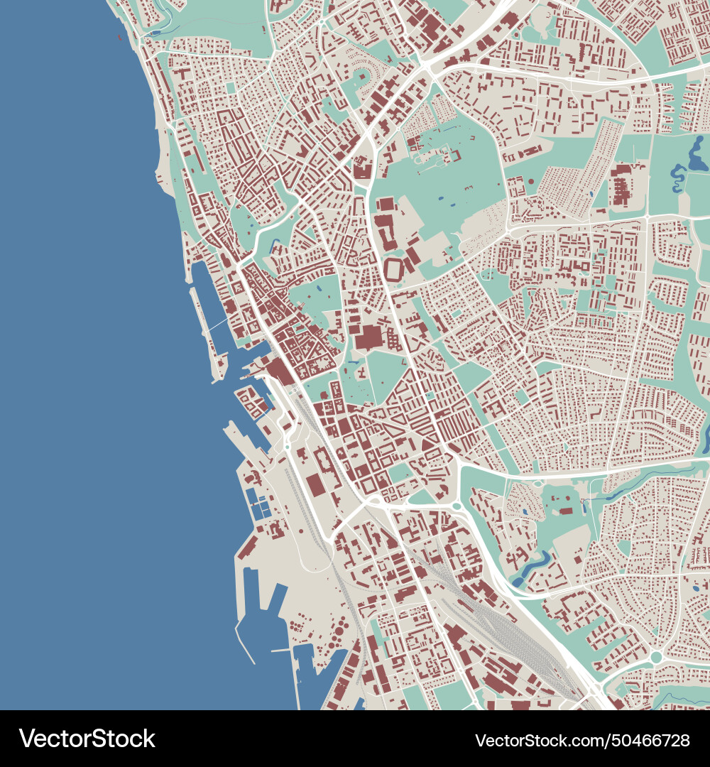 Helsingborg map city in sweden streetmap Vector Image
