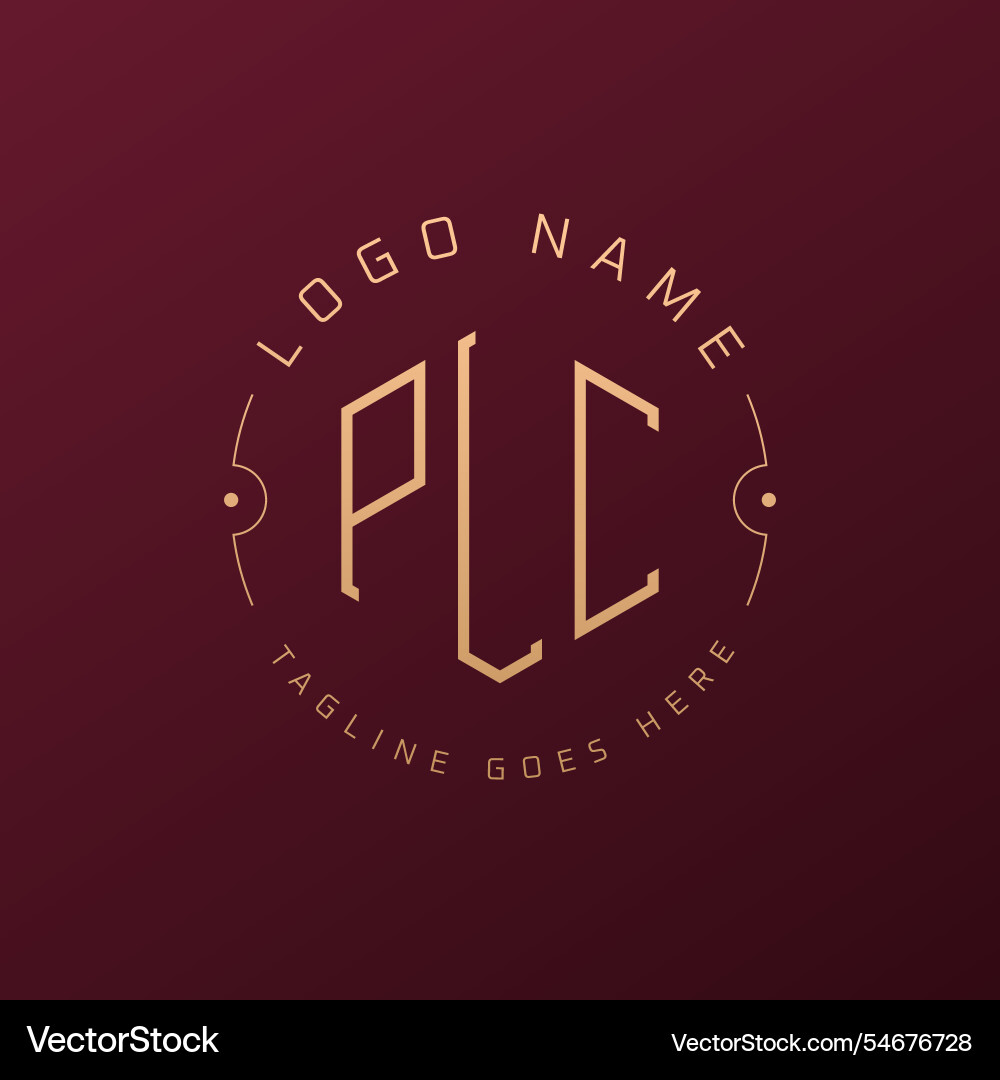 Luxury plc logo design elegant letter Royalty Free Vector