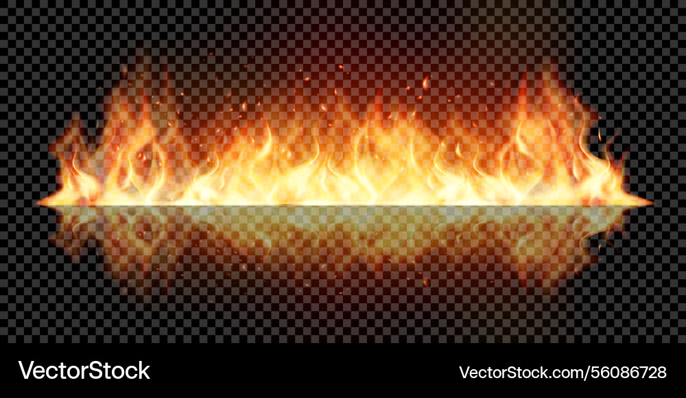 Realistic flame with smoke reflection Royalty Free Vector
