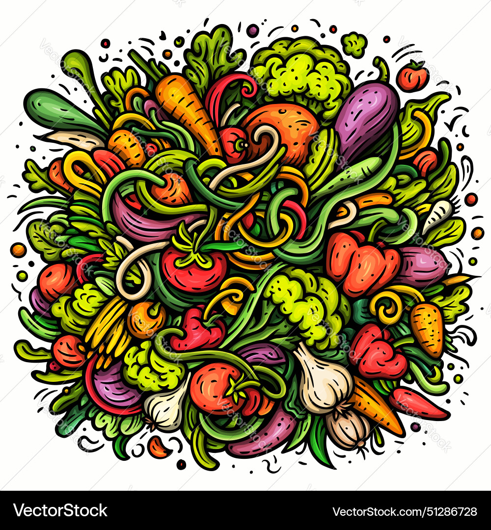 Vegetables cartoon doodles Royalty Free Vector Image