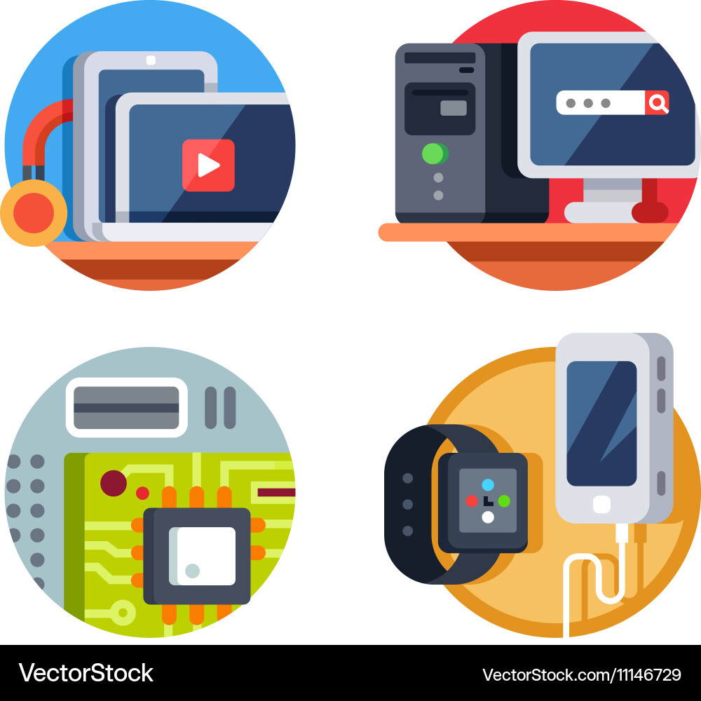 Computer device set Royalty Free Vector Image - VectorStock