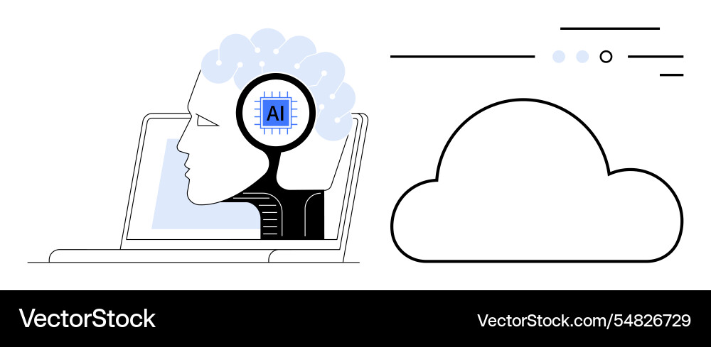 Human-ai integration concept brain with ai chip Vector Image