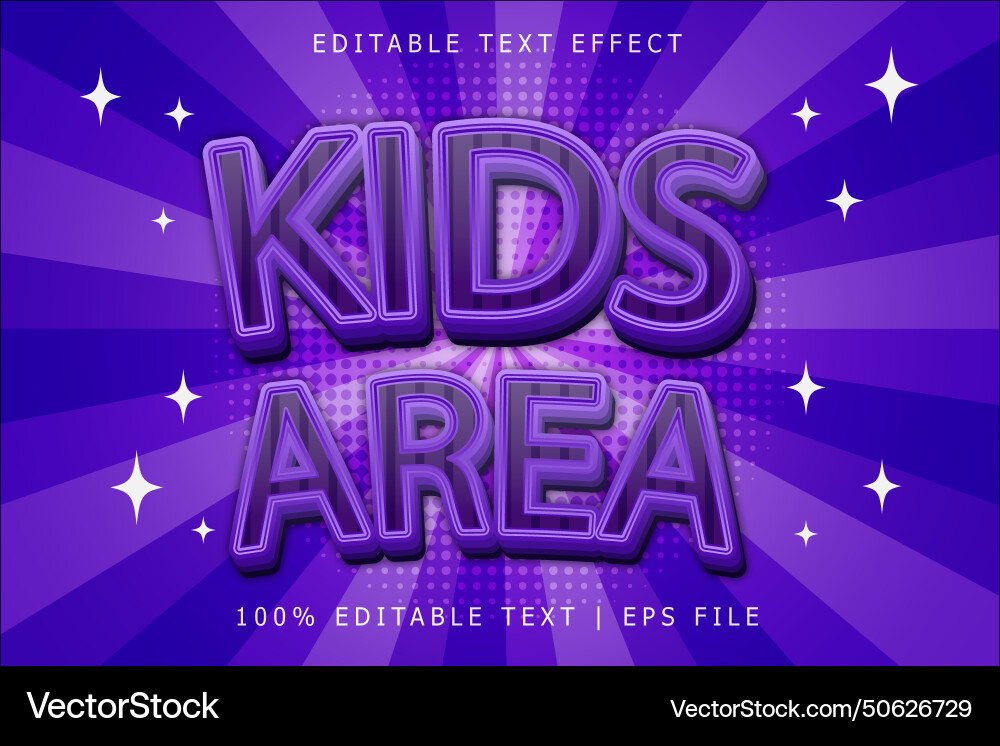 Kids area editable text effect 3 dimension emboss Vector Image
