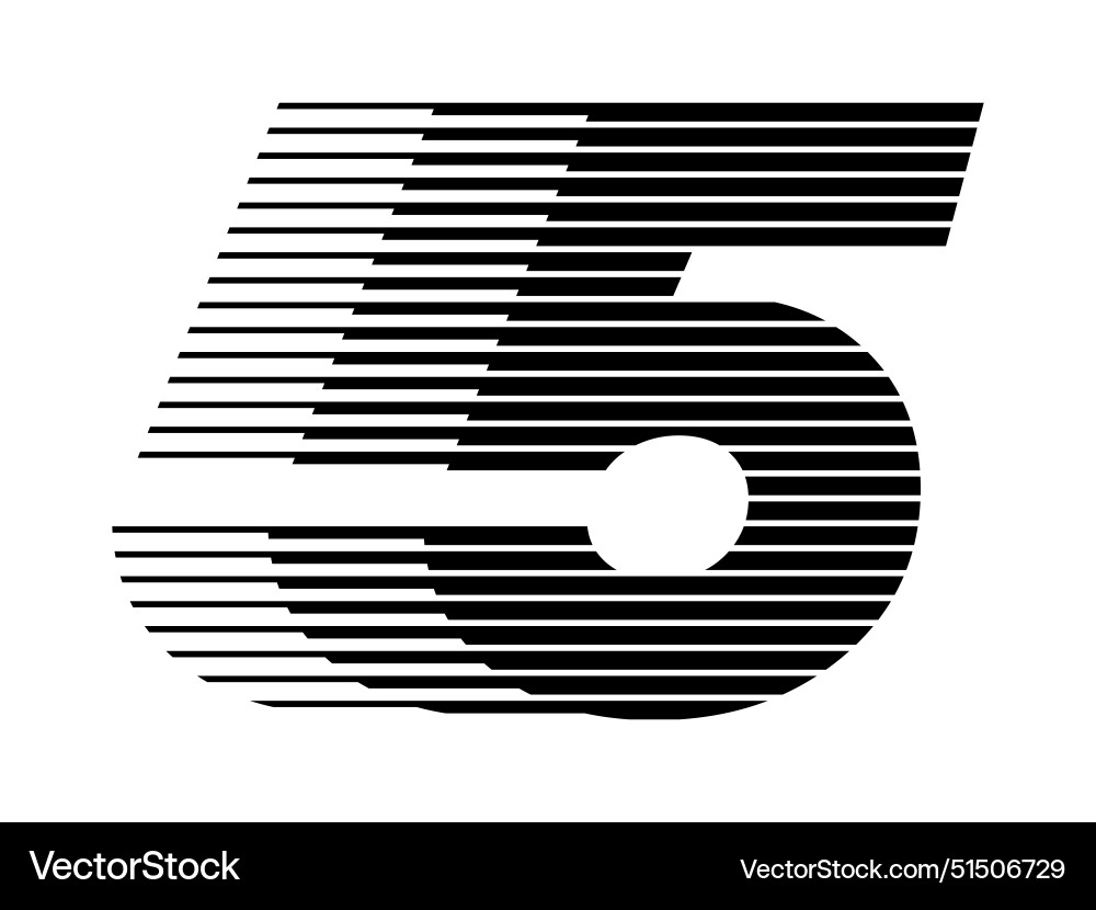 Number 5 abstract stripes line Royalty Free Vector Image