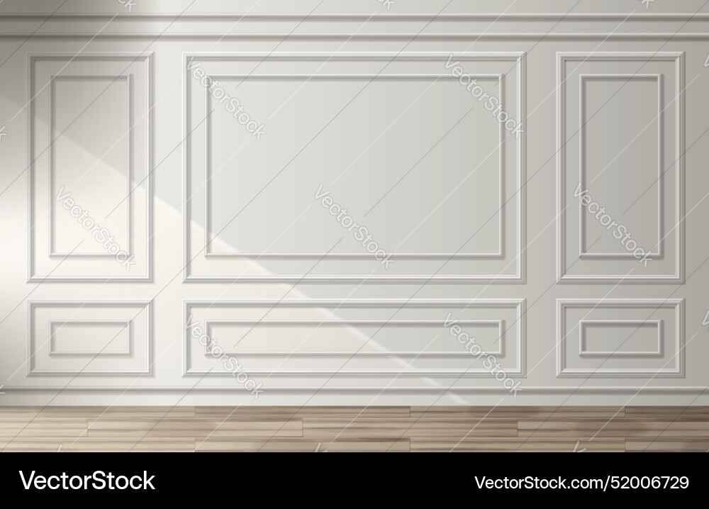 Room interior with white classic wall panel Vector Image