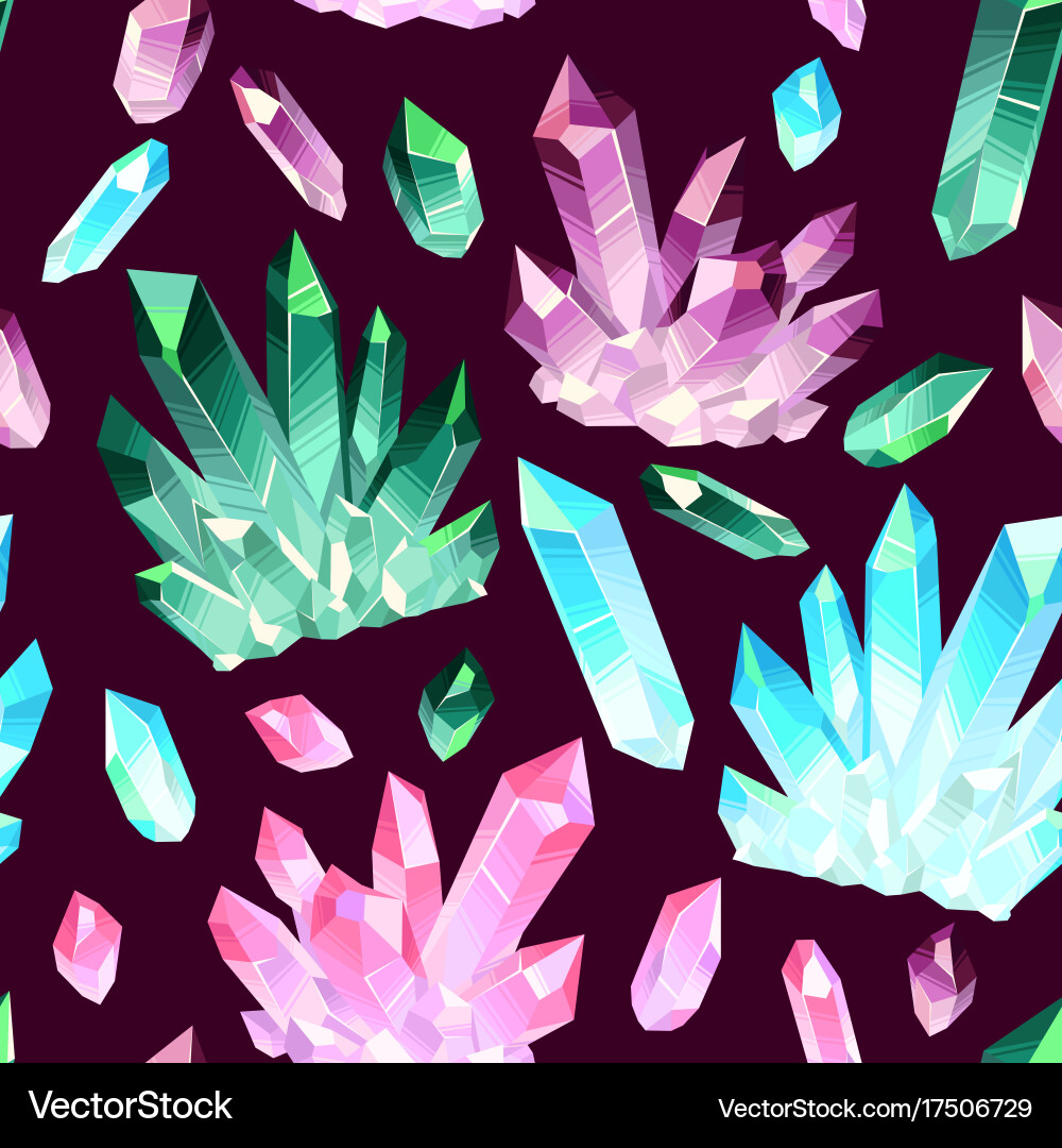Seamless pattern with crystals gems Royalty Free Vector