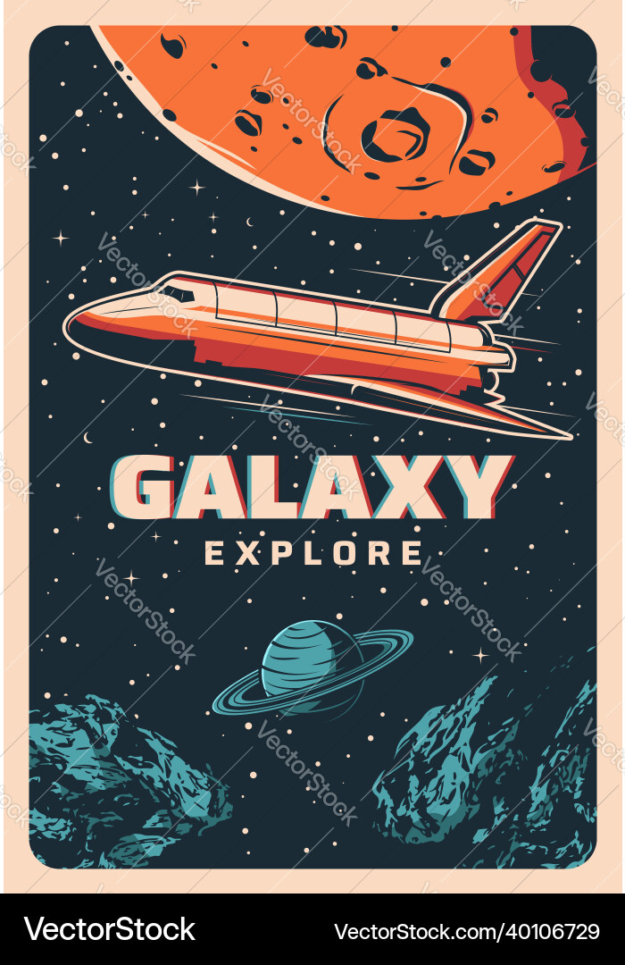 Space Shuttle in Galaxy Orbit Royalty Free Vector Image