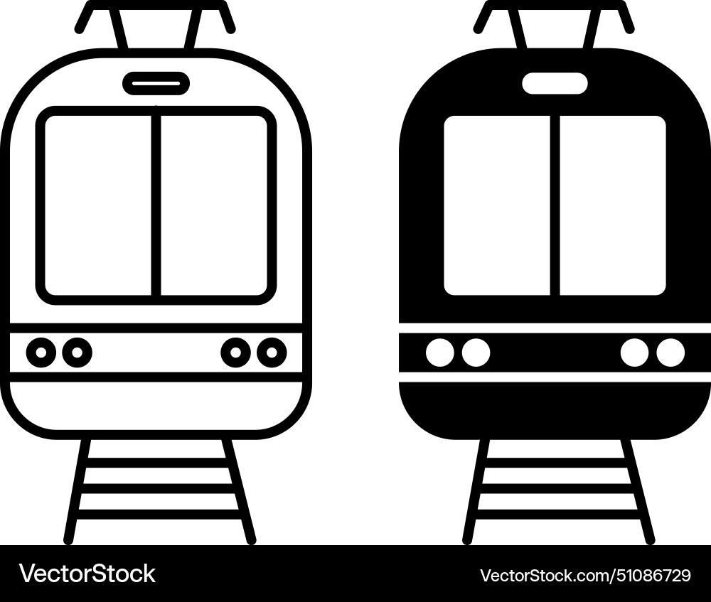 Tram icons black and white light rail Royalty Free Vector