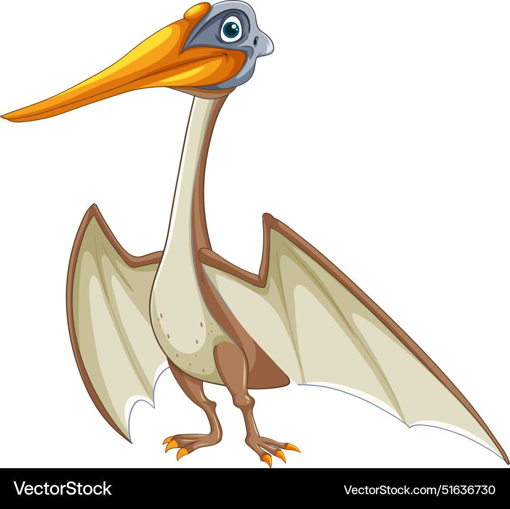 Adorable pterodactyl with large wings and beak Vector Image