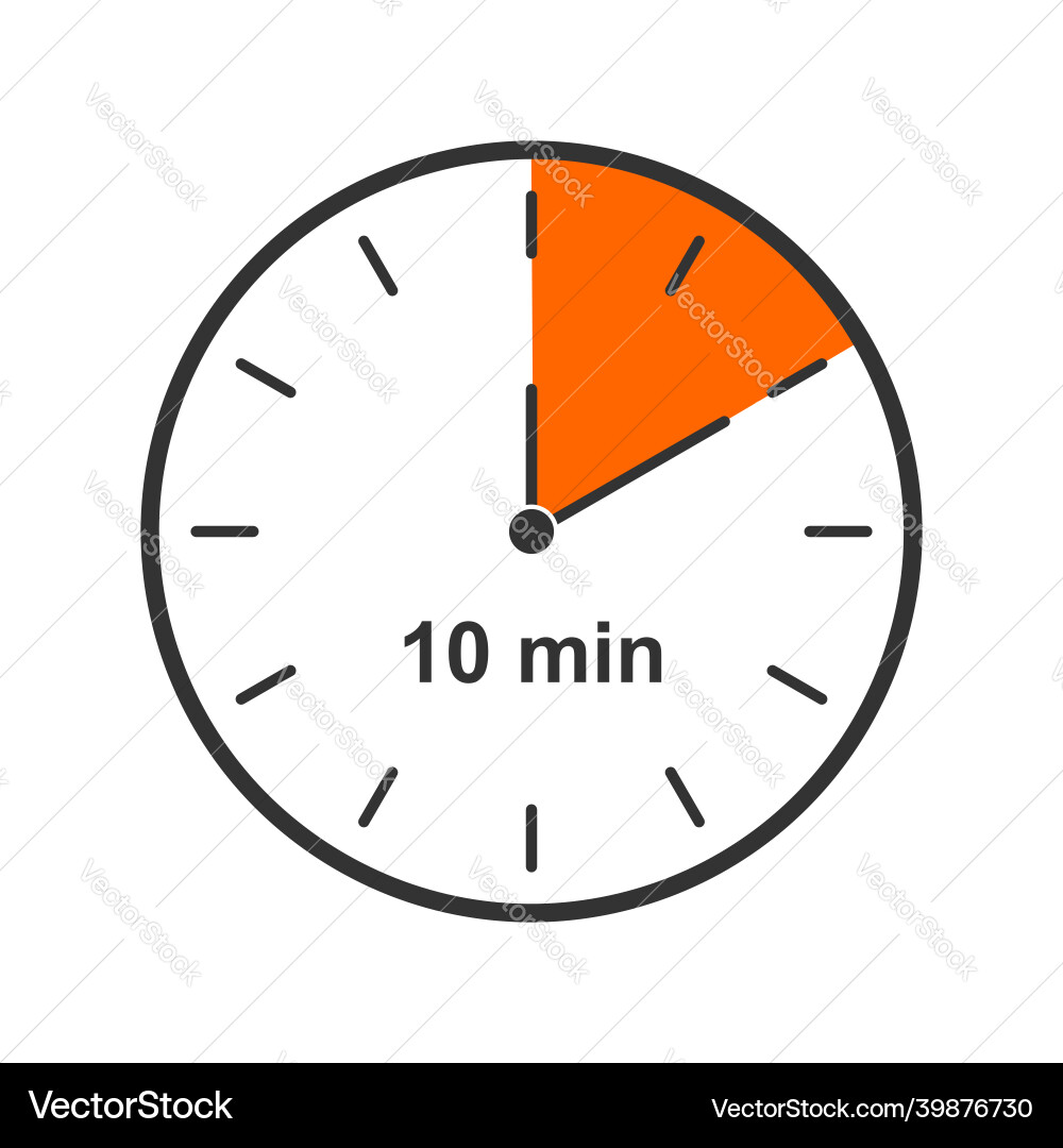 Clock icon with 10 minute time interval countdown Vector Image