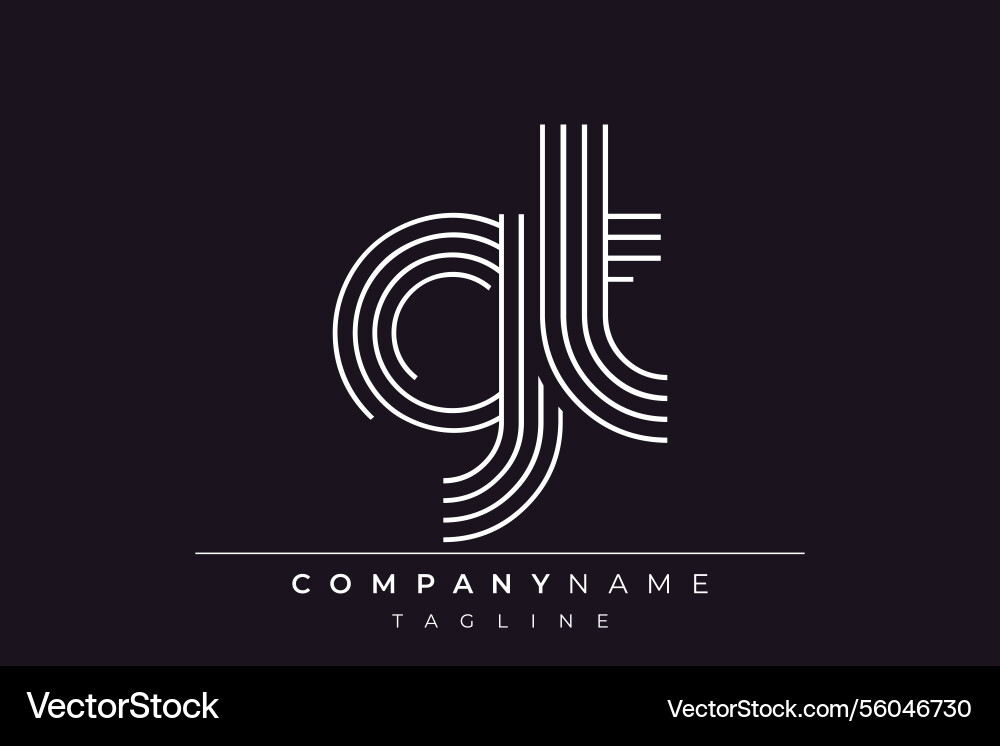 Creative gt lines letter logo design Royalty Free Vector