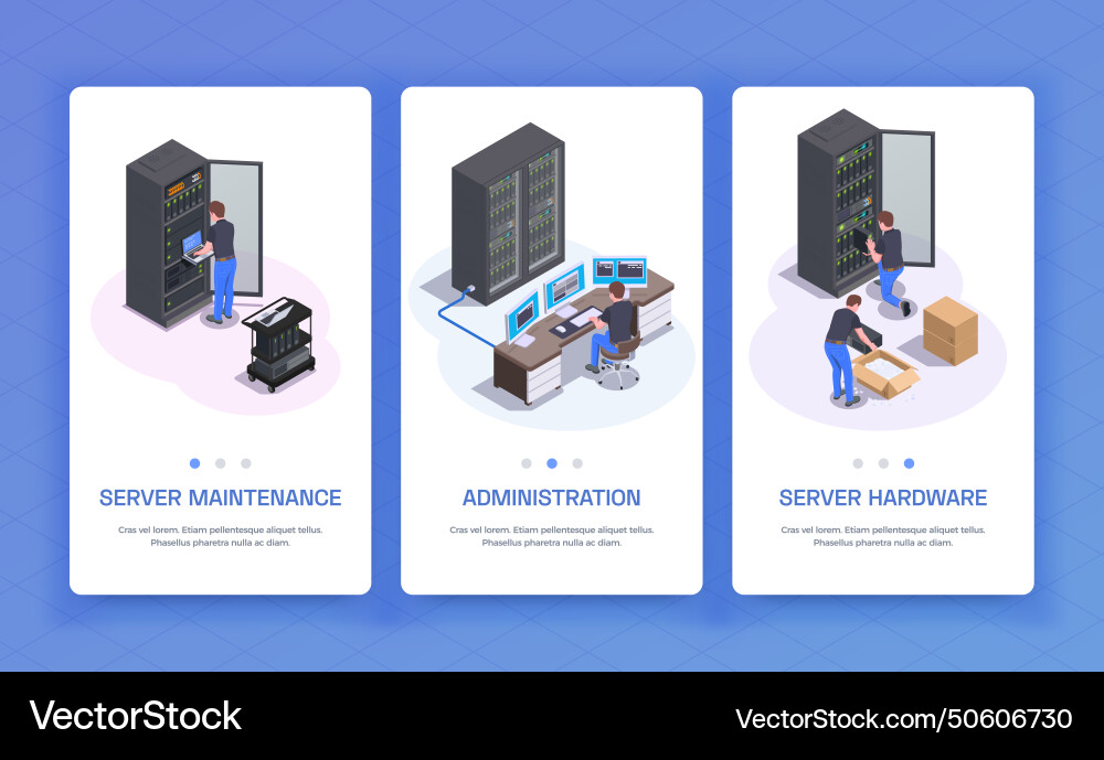 Datacenter isometric banners Royalty Free Vector Image