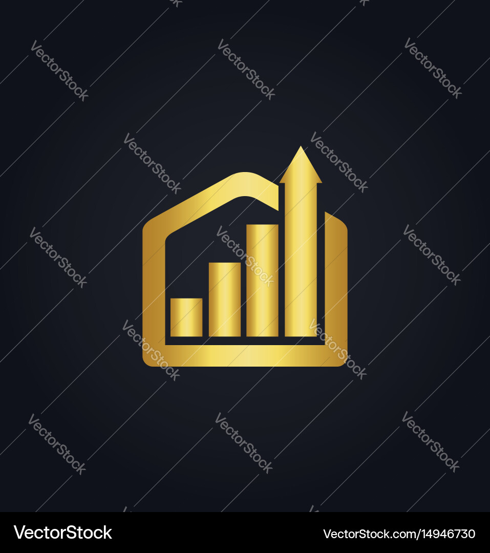 Gold business construction arrow logo Royalty Free Vector