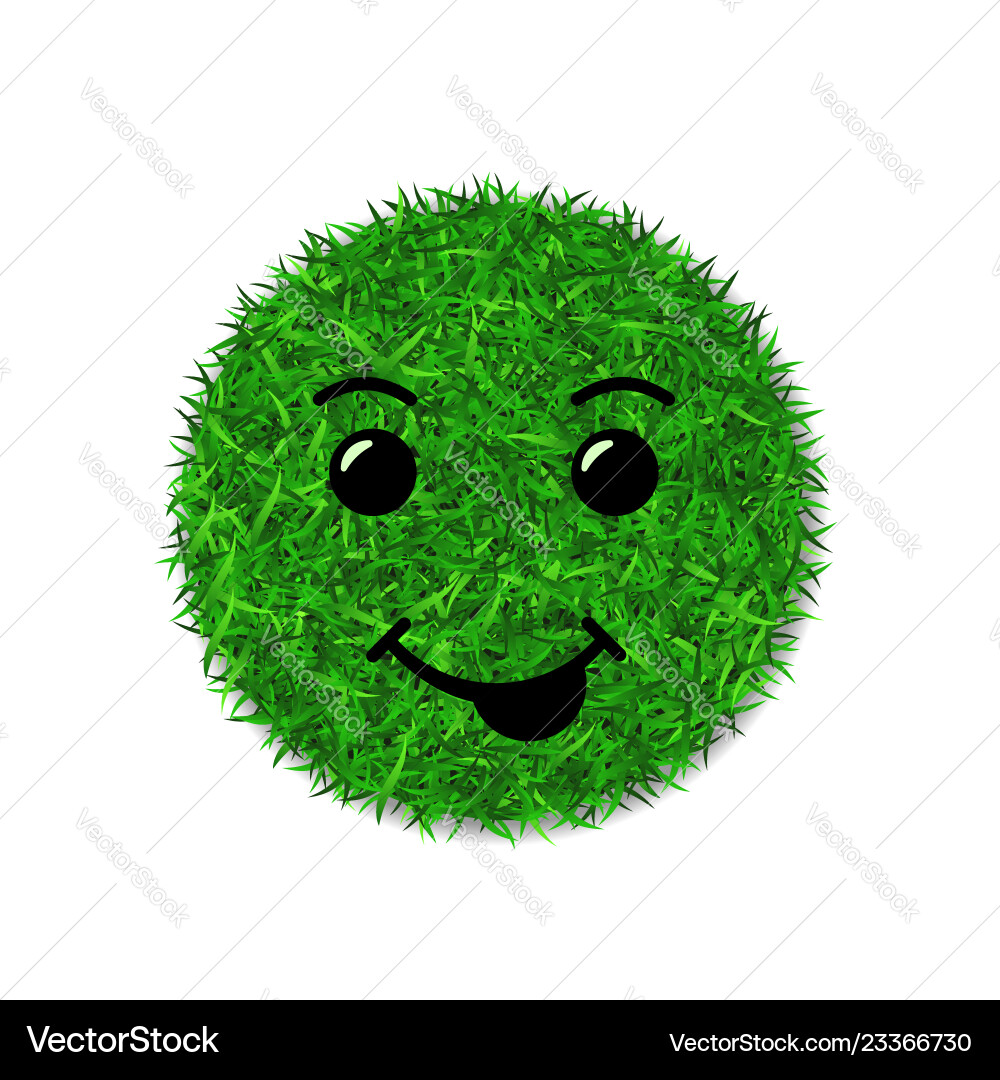 Green grass circle field 3d face smile smiley Vector Image