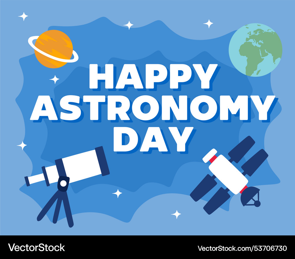Happy astronomy day with outer space ornament Vector Image