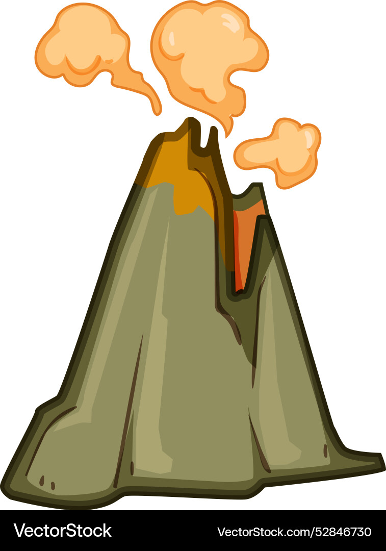 Lava volcano eruption cartoon Royalty Free Vector Image