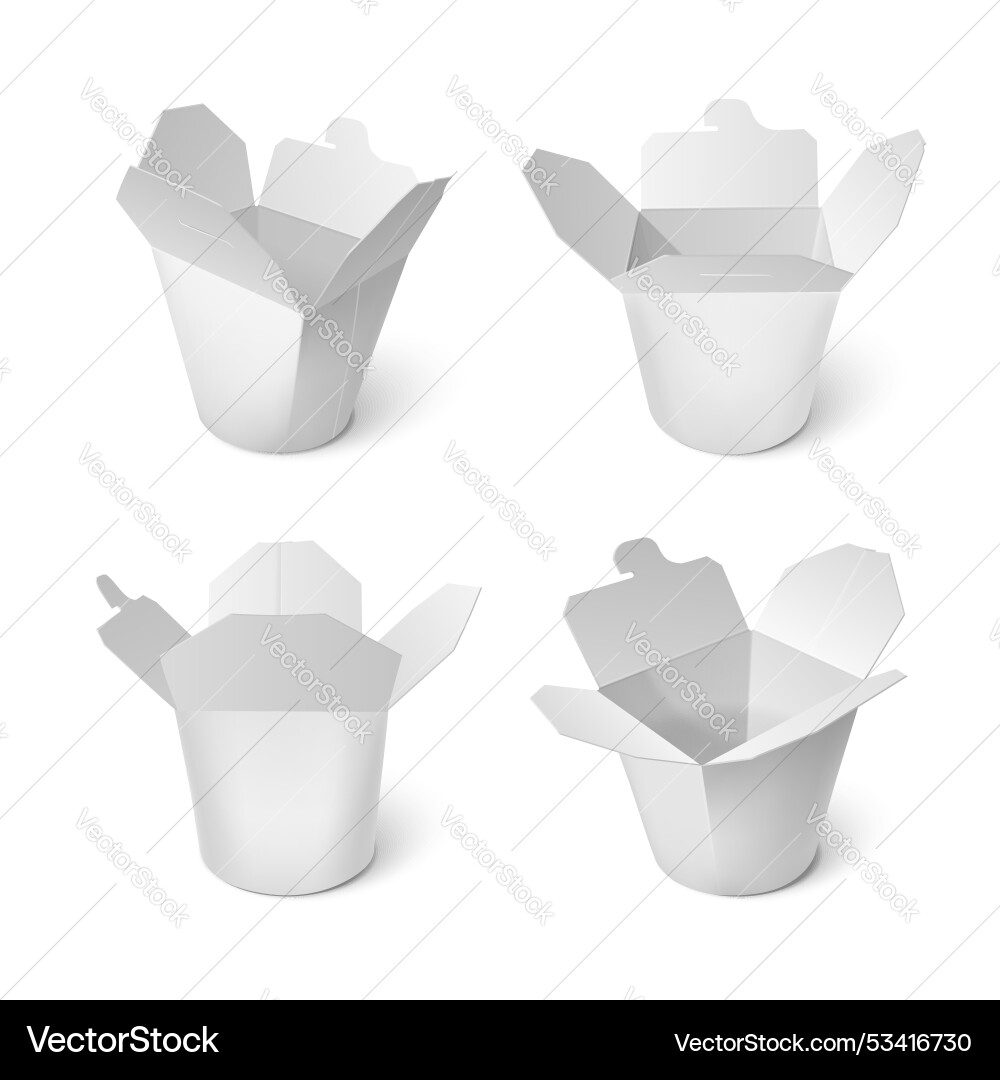Noodle box mockups set isolated on white Vector Image
